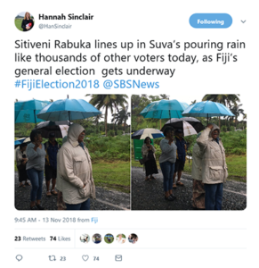 Fijians urged to vote after ‘worrying’ turnout in stormy weather | Asia ...